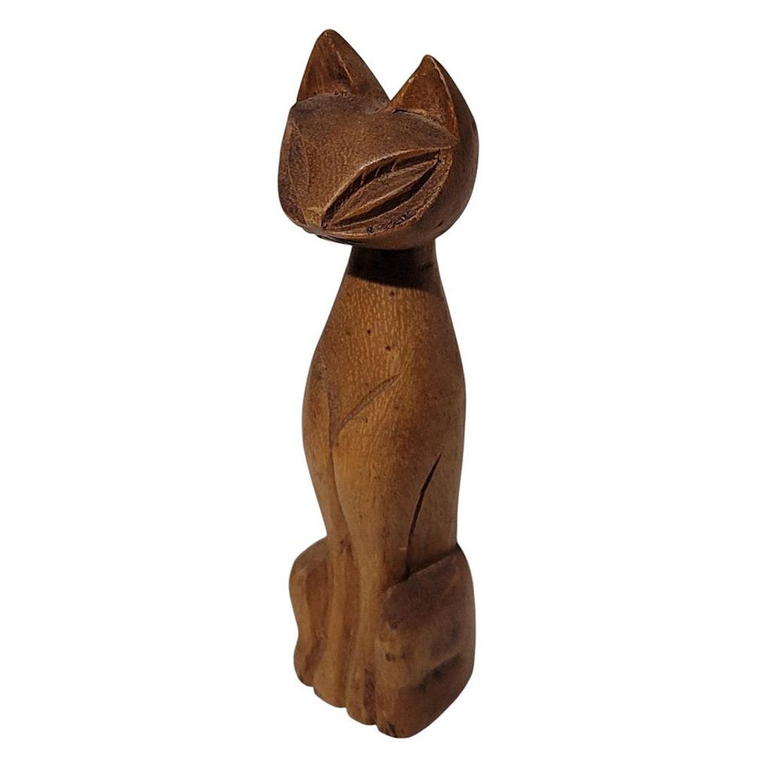 Mid Century Modern MCM Wood Carved Cat 6.5" Tall - T7 - Etsy