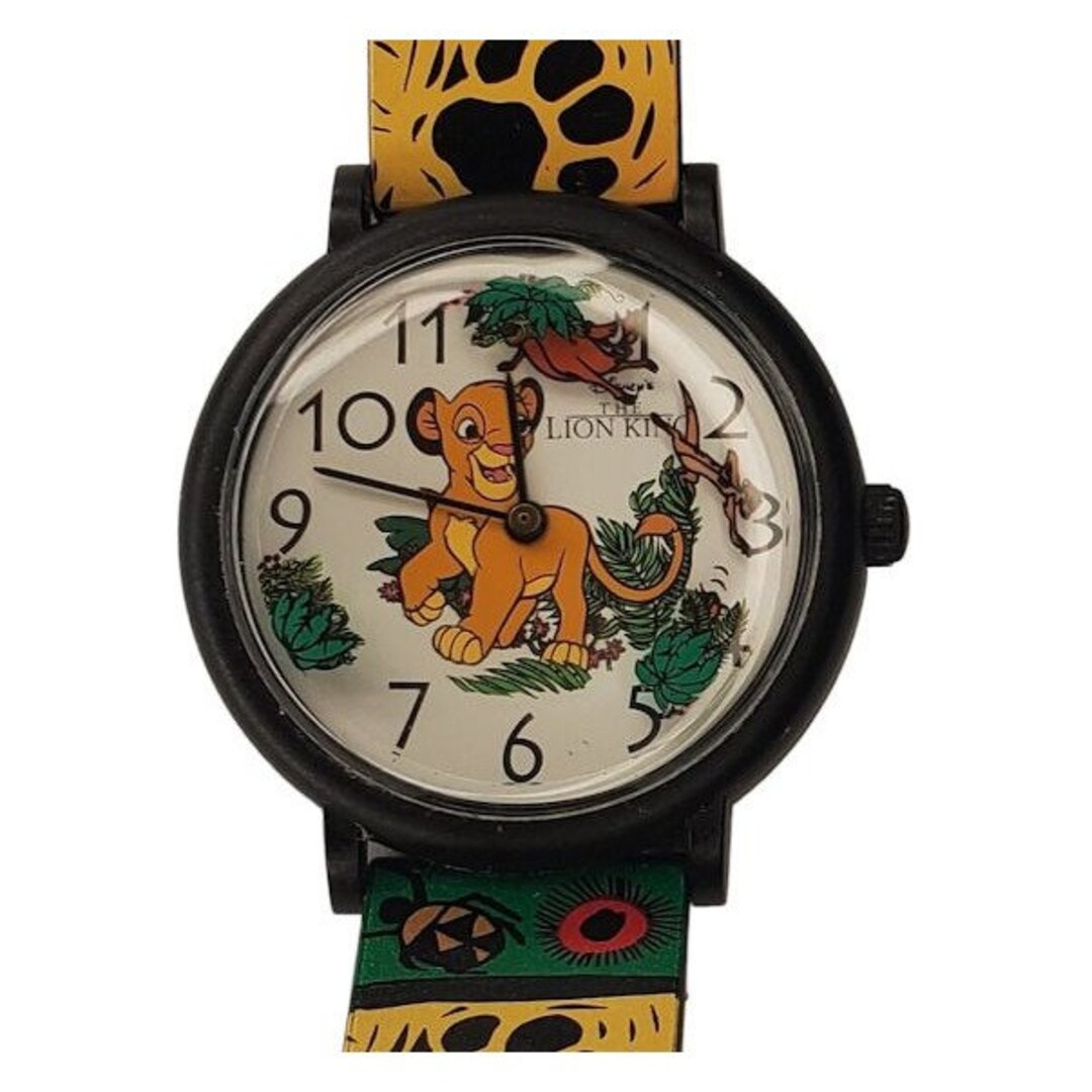 1990's Disney Lion King Simba Time Works Watch Reverse Painted Cartoon ...