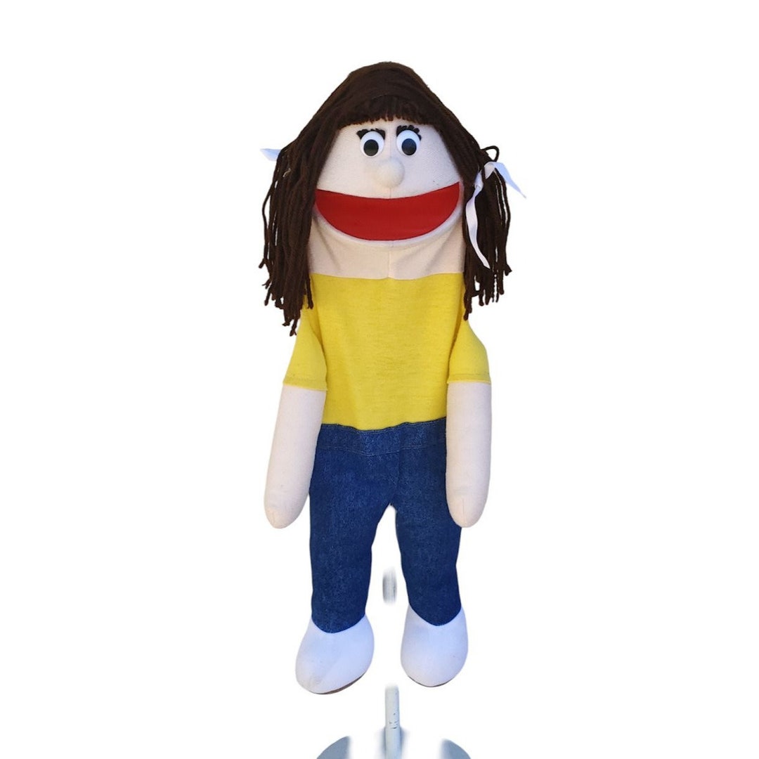 1987 Puppet Partners Girl Woman Yellow Blue Hand Puppet Educational ...