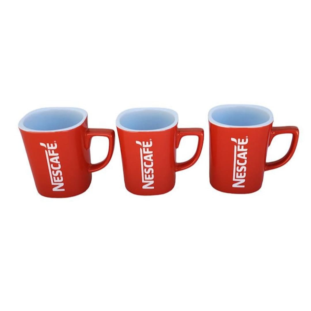 Set of 3 Original Vintage Nescafe 12oz Coffee Mugs Cups Ceramic Red ...