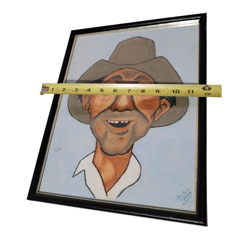 1989 PUGH Cowboy Western Caricature Framed Pastel Drawing Art Artwork ...