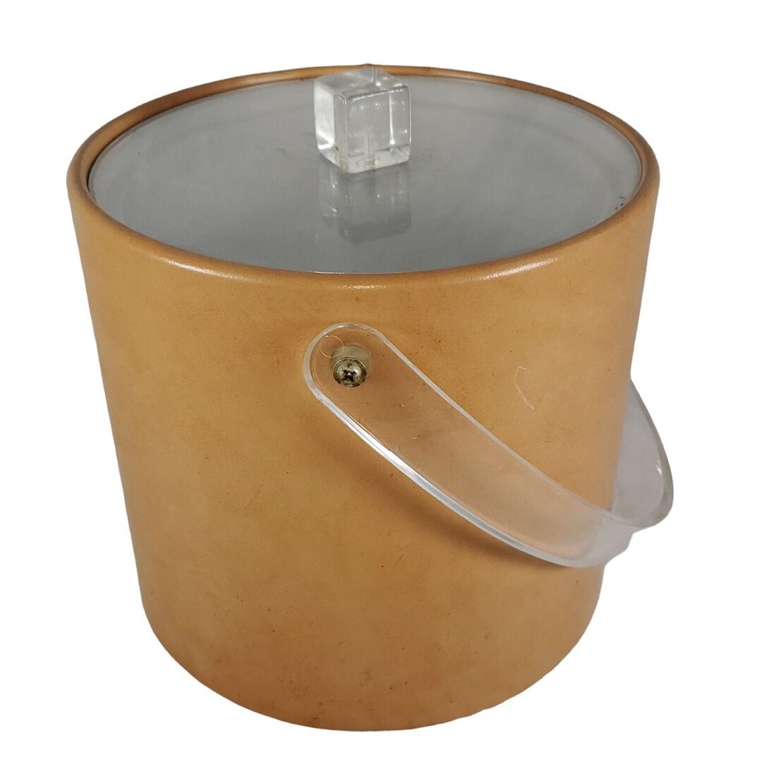 Georges Briard Clear Lexan Leathertte Handled Ice Bucket Bar Cart ...