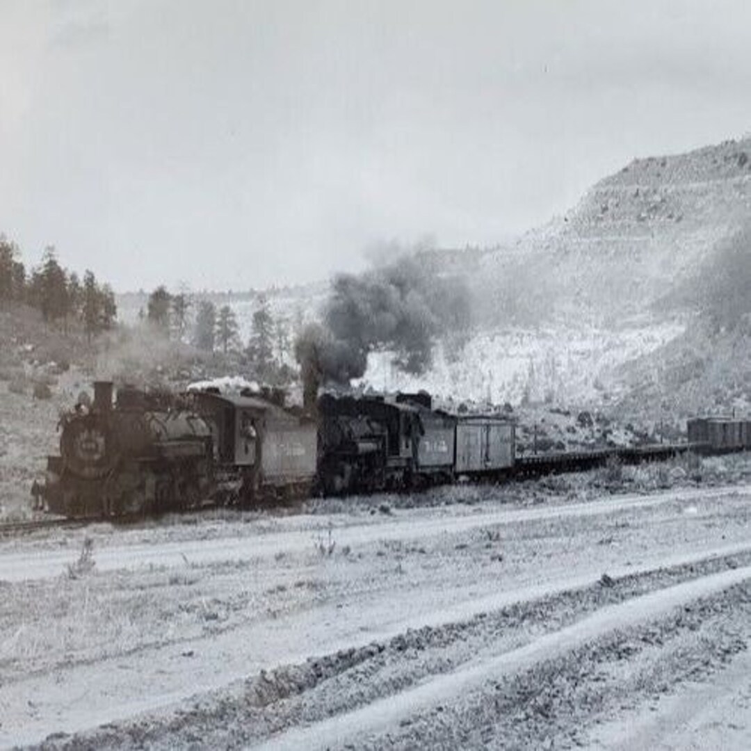 Klinger Photo Rio Grande Locomotive Train Engine Cargo Cars B&W ...