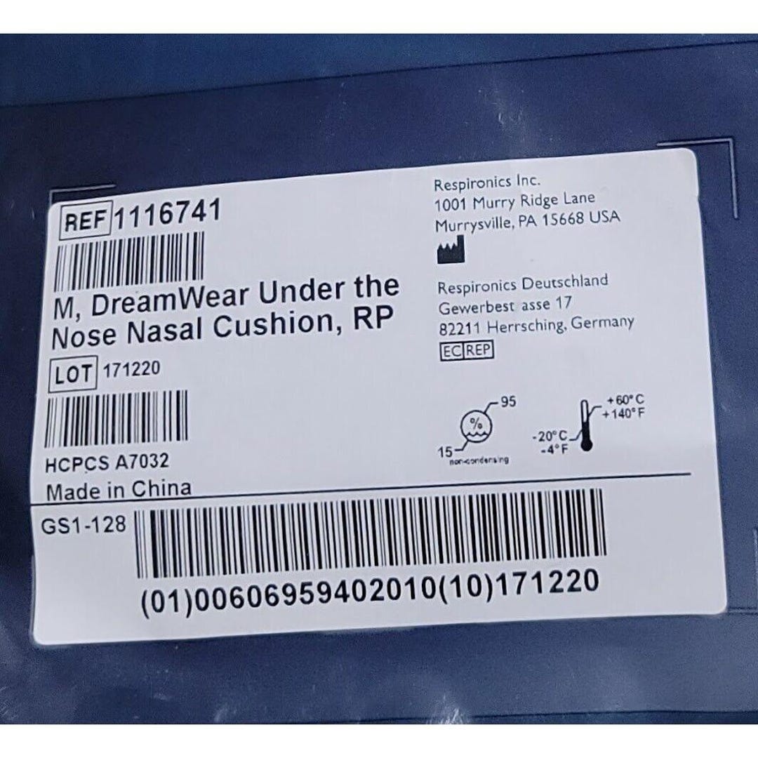 PHILIPS Respironics CPAP Dreamwear Under the Nose Nasal Cushion Med ...