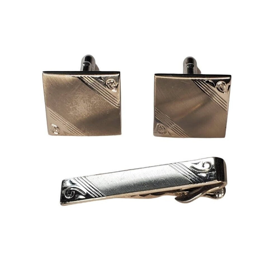 Mid Century Modern Swank Square Silver Cufflinks and Tie Bar Set - Etsy