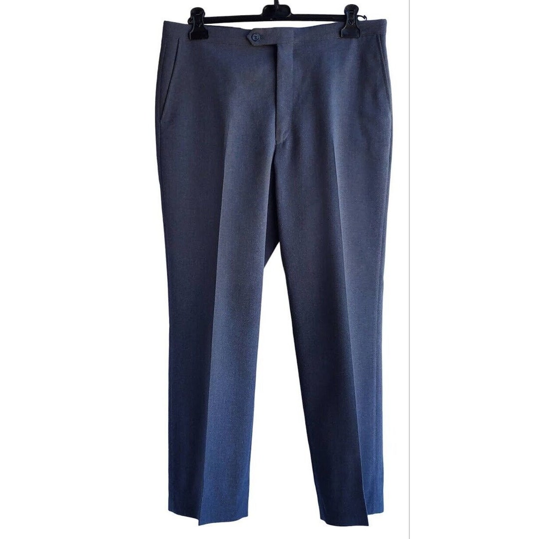 1980's 34x30 Vintage Securo Slax Flat Front No Cuff Gray Pants Wool ...