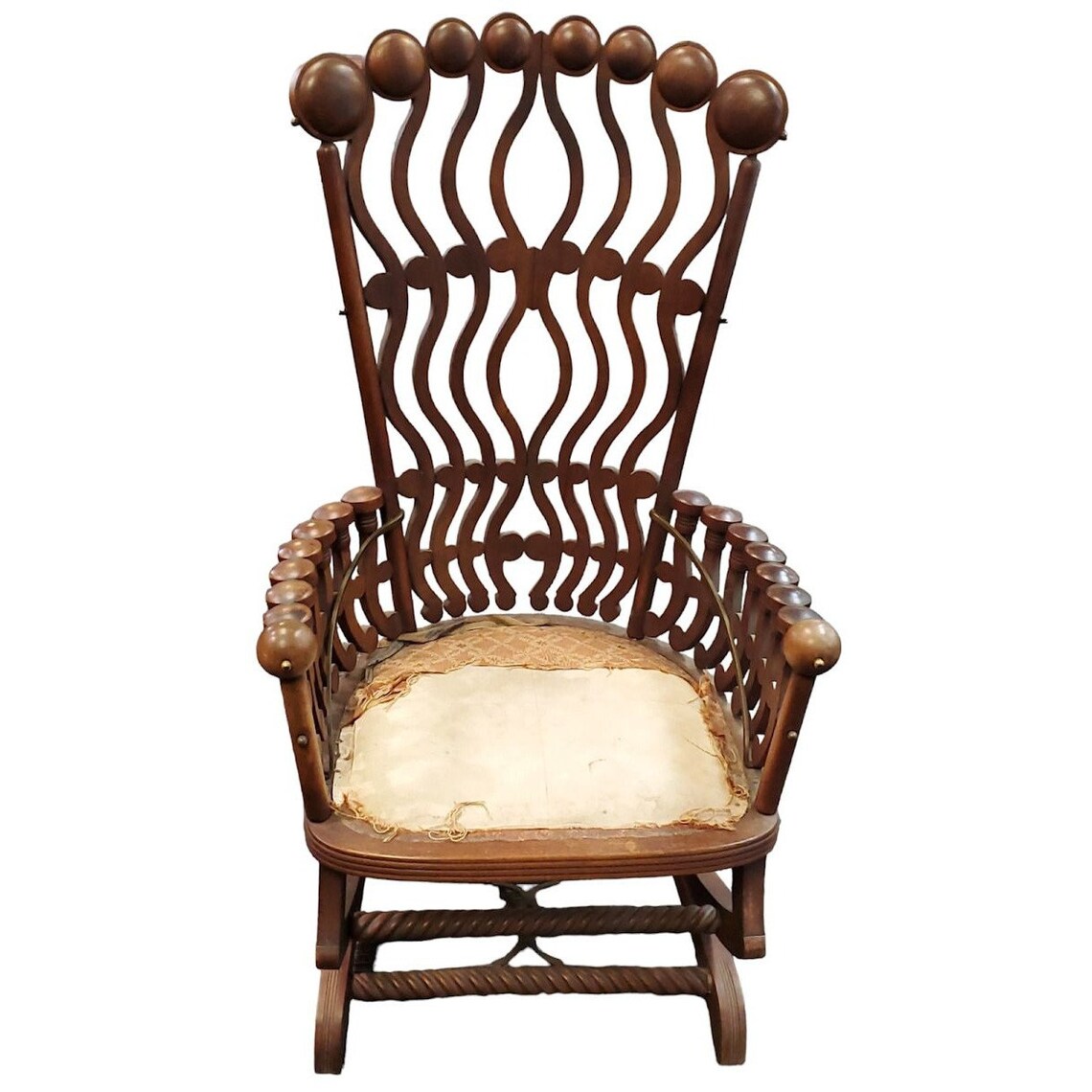 19th Century George Hunzinger High Back Rocking Chair RARE Wavy ...