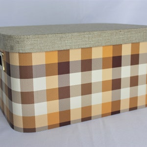Greeting Card Organizer or Keepsake Box Fawn Plaid, Organize Your Card ...