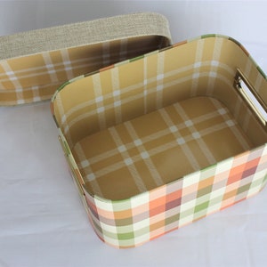 Greeting Card Organizer or Keepsake Box Fawn Plaid, Organize Your Card ...