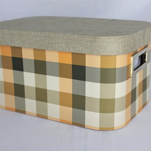 Greeting Card Organizer or Keepsake Box Fawn Plaid, Organize Your Card ...