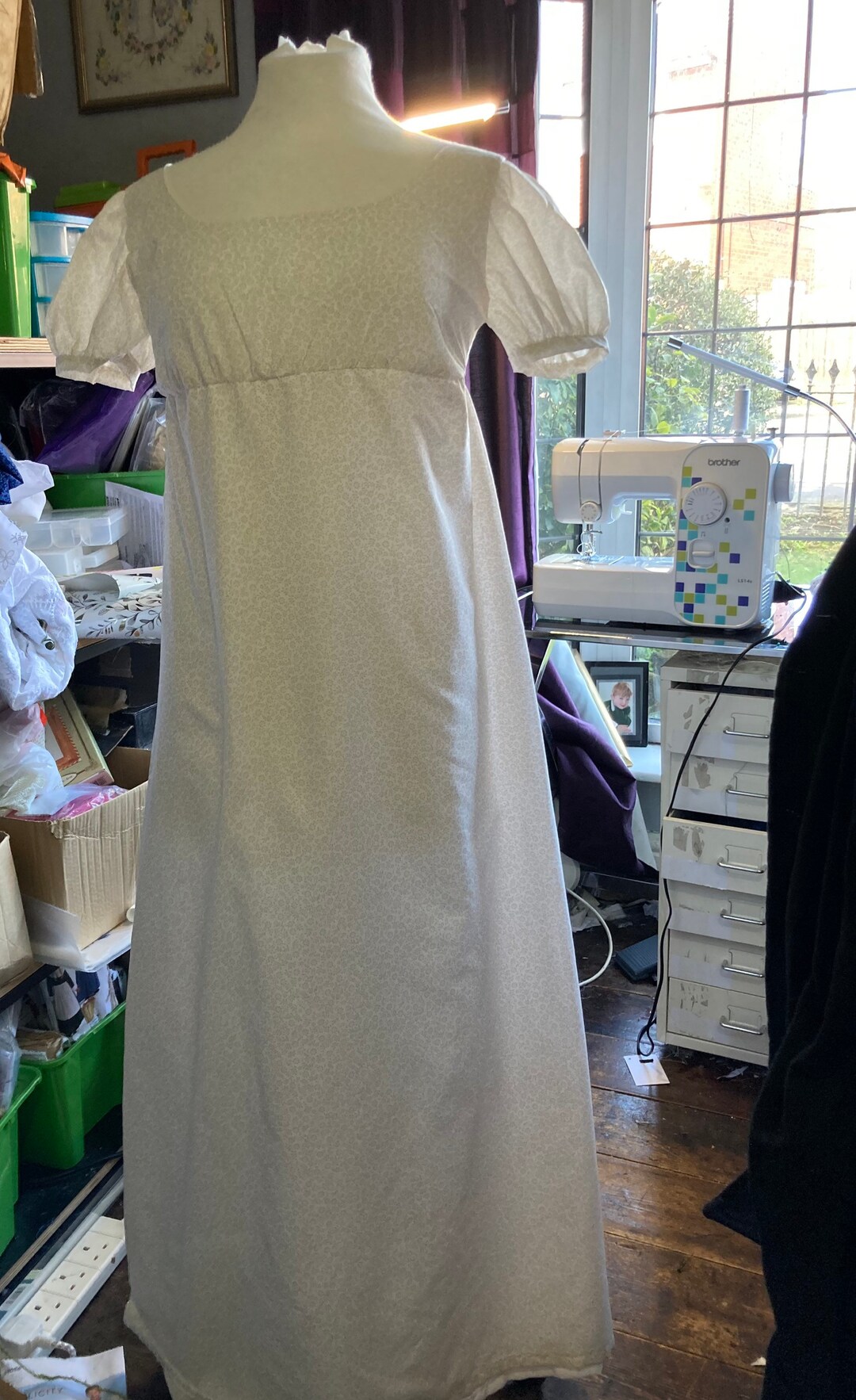 Cotton Puff Sleeve Regency Style Gown - Etsy