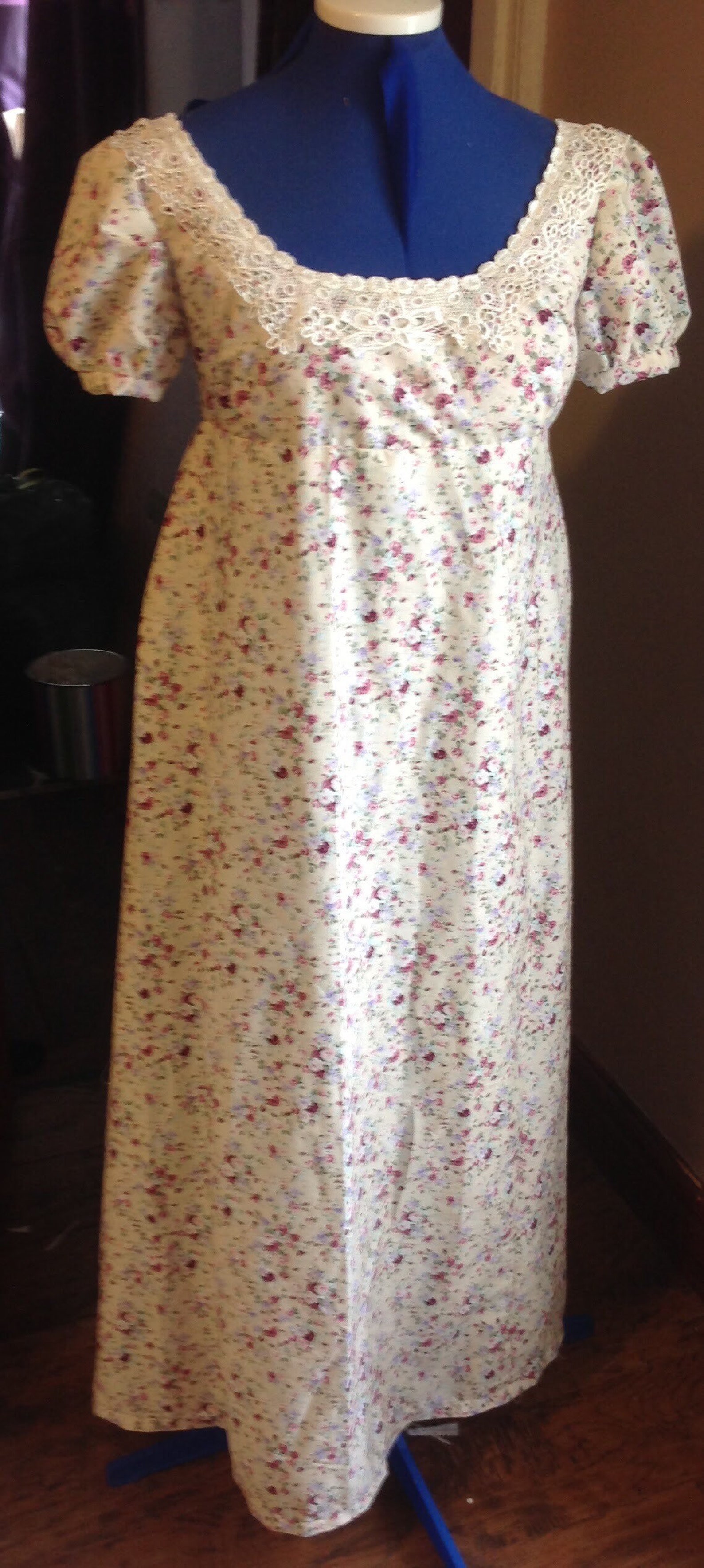Button back Regency style cotton gown made to order | Etsy