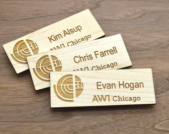 Wooden Name Tags Laser Engraved With Magnetic Holder - Etsy