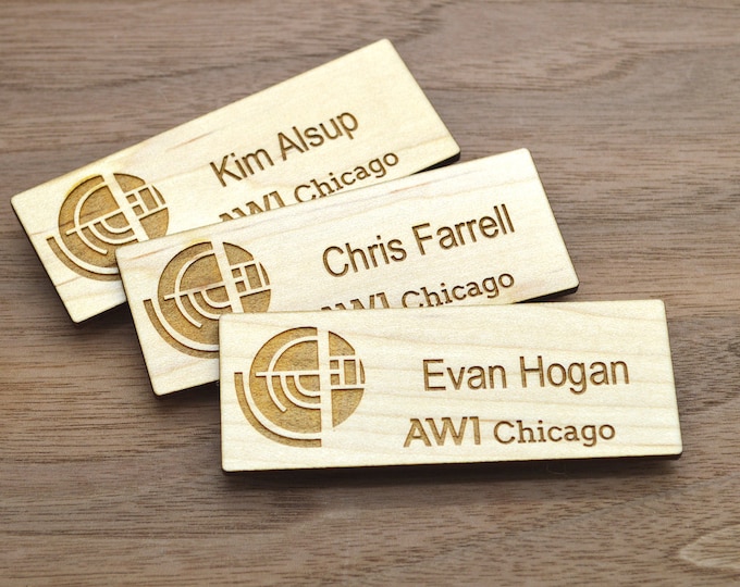 Wooden Name Tags Laser Engraved , With Magnetic Holder - Etsy