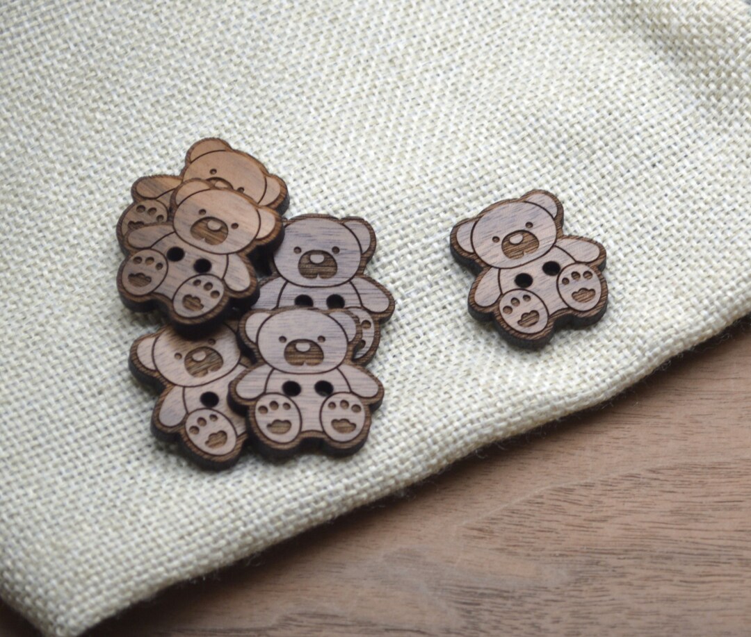 24 Wooden Teddy Bear Shaped Buttons 1" - Ideal for Crochet and Knitted ...