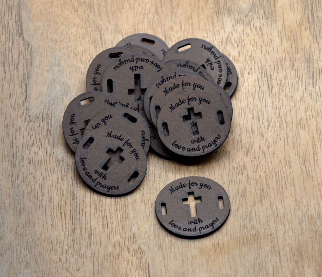 20 Custom Faux Leather Labels 0.9x1" - Prayer Shawl Tags, Knitting Tags ...