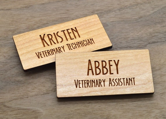 Wooden Name Tags Laser Engraved With Magnetic Holder - Etsy