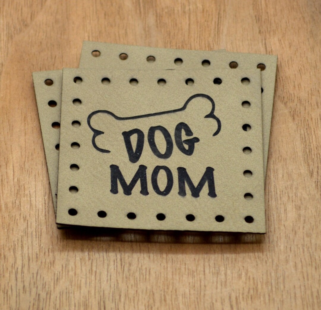 10 Laser Engraved Patches 2x2" - Made From Faux Leather - Dog Mom Patches - Etsy