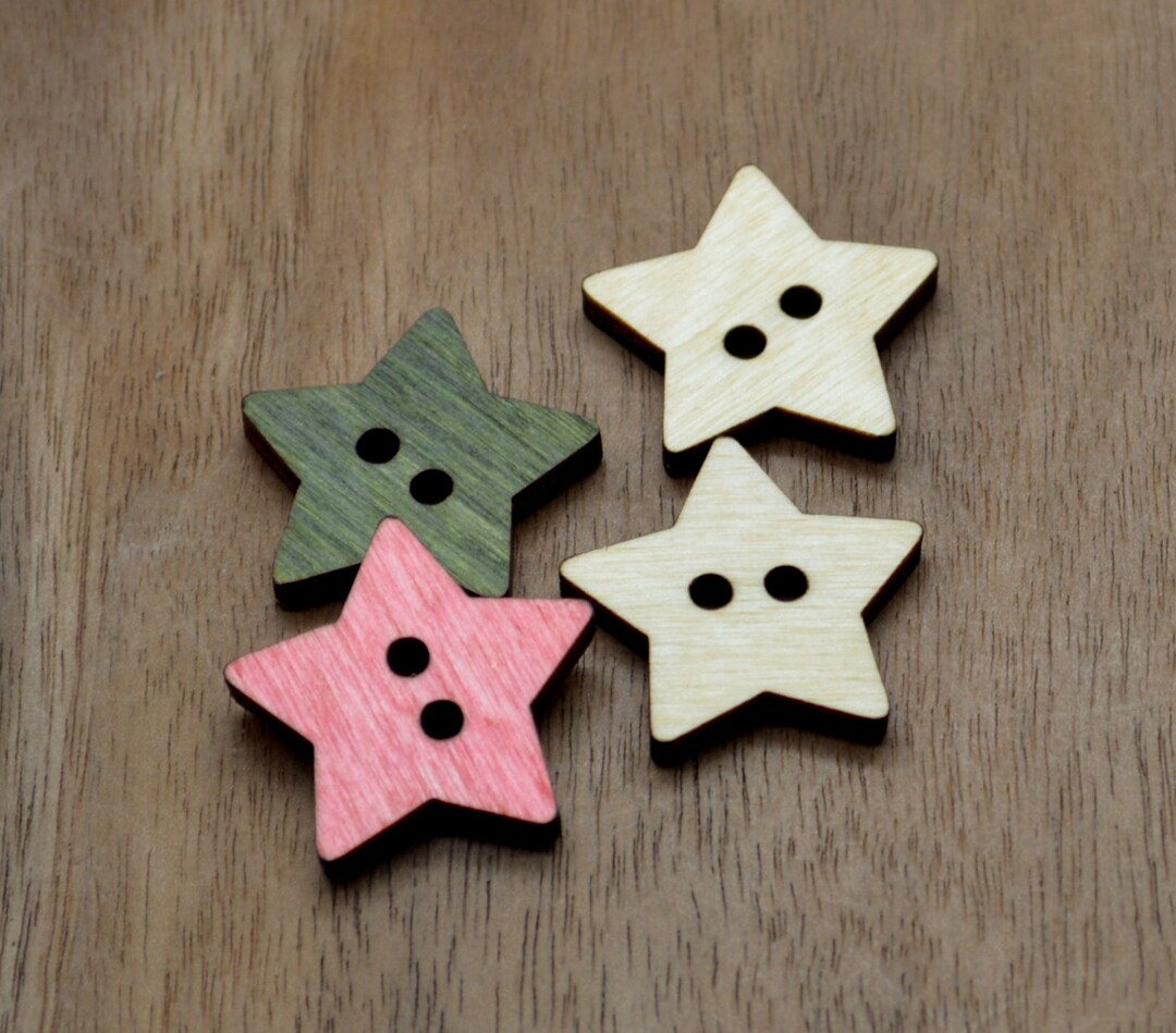 Star Shaped Buttons 1 Size Made From Birch Plywood Wood Buttons ...