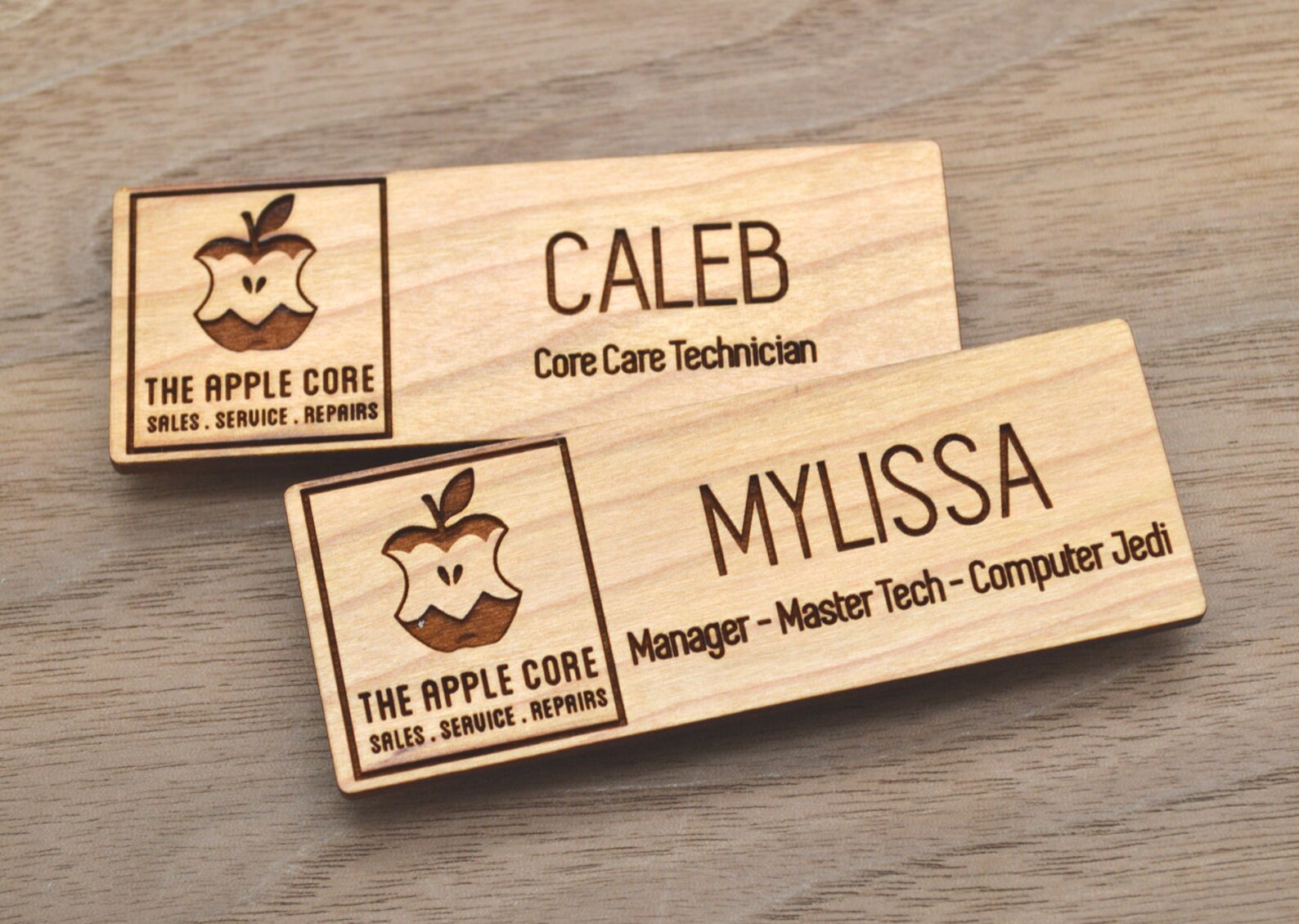 Wooden Name Tags Laser Engraved With Magnetic Holder | Etsy