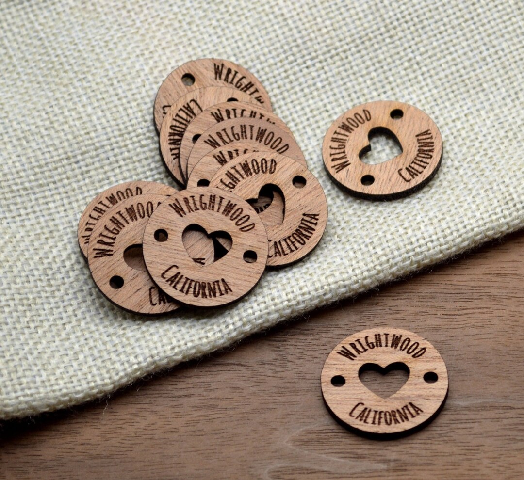 50 Wooden Product Tags 1 Inch Laser Cut and Engraved Knitting Tags ...