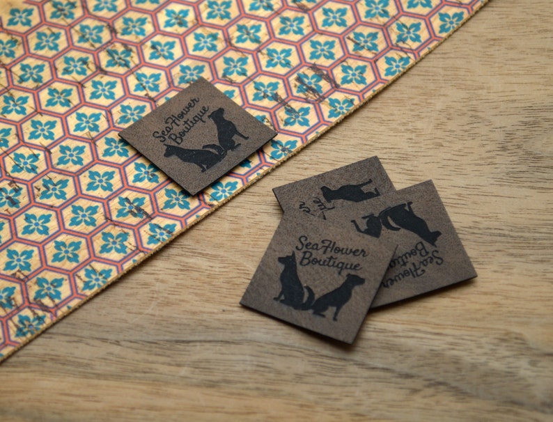 50 Custom Faux Leather Labels 1.25x1.25 Inches Without Holes ...
