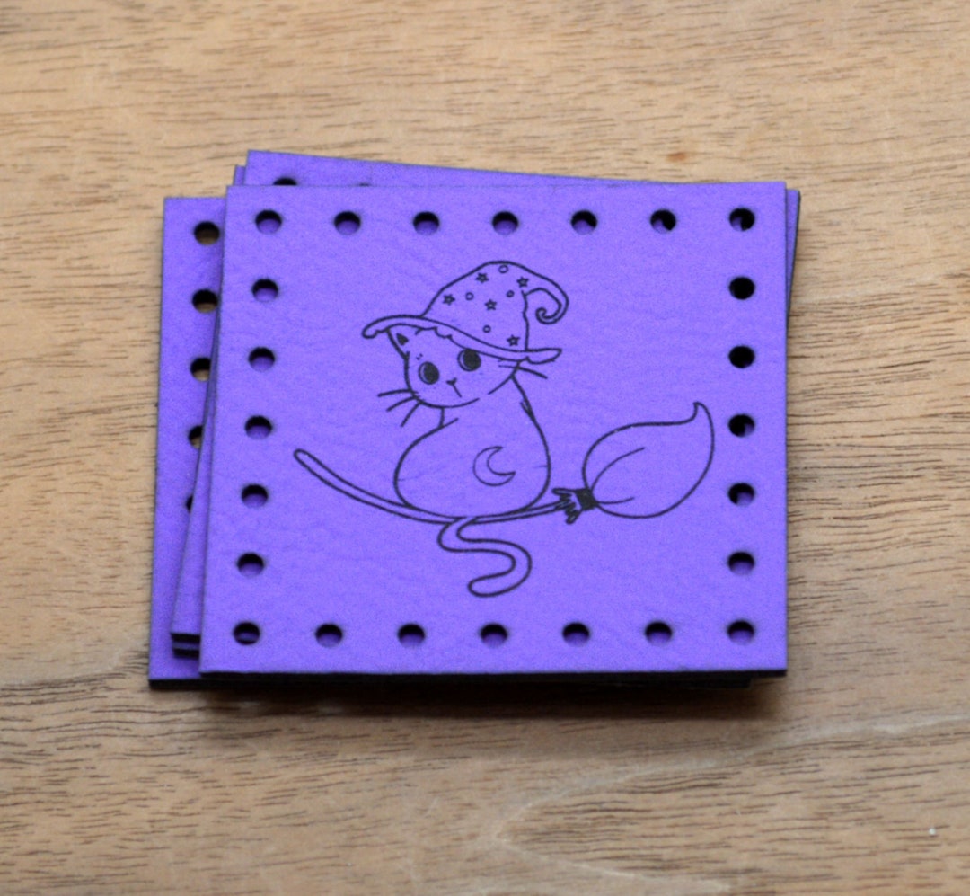10 Laser Engraved Patches 2x2" - Made From Faux Leather - Halloween ...