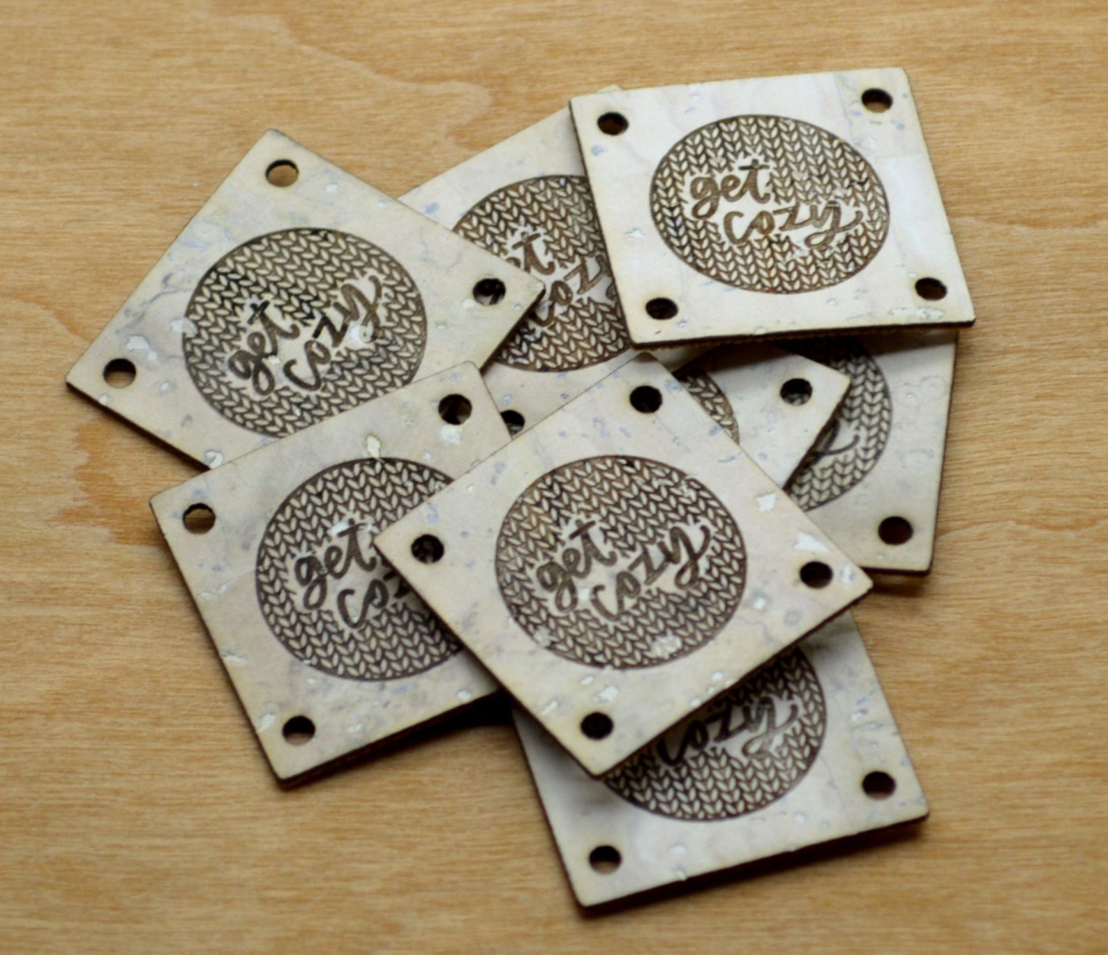 20 Laser Engraved Labels 1x1 Inches - Made From Cork Fabric - Cork ...
