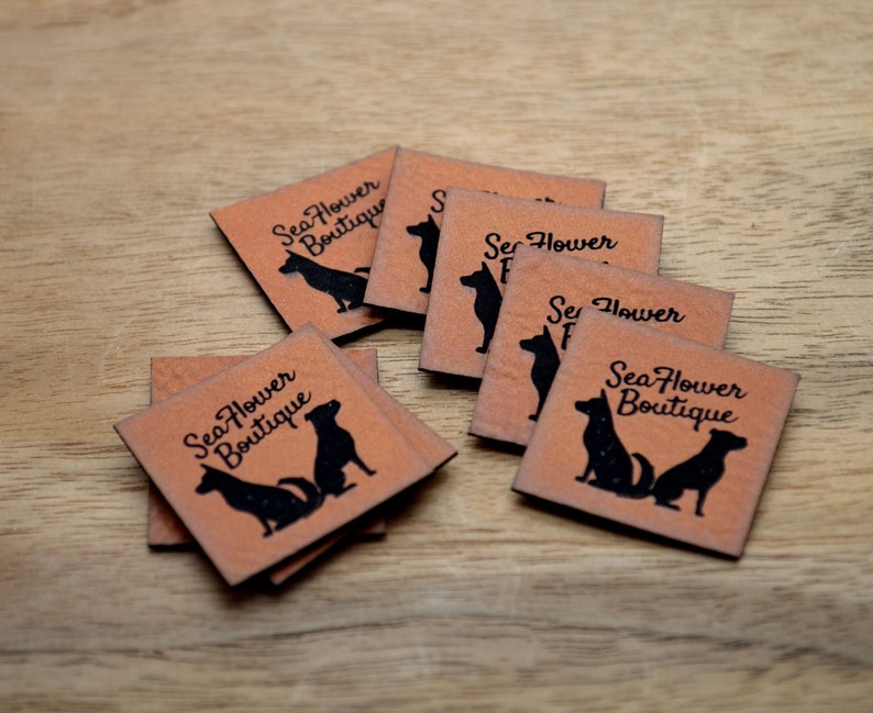 50 Custom Faux Leather Labels 1.25x1.25 Inches Without Holes ...