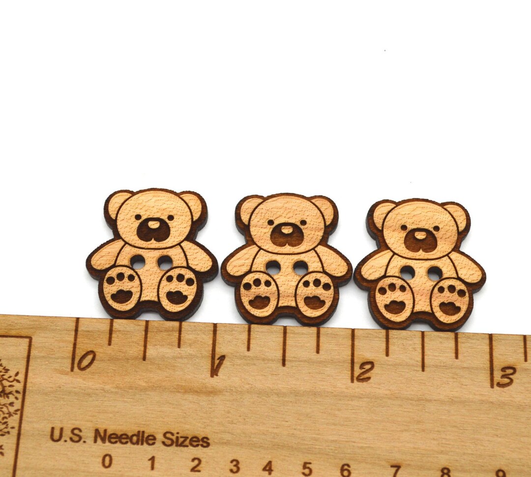 24 Wooden Teddy Bear Shaped Buttons 1 Ideal for Crochet and Knitted ...
