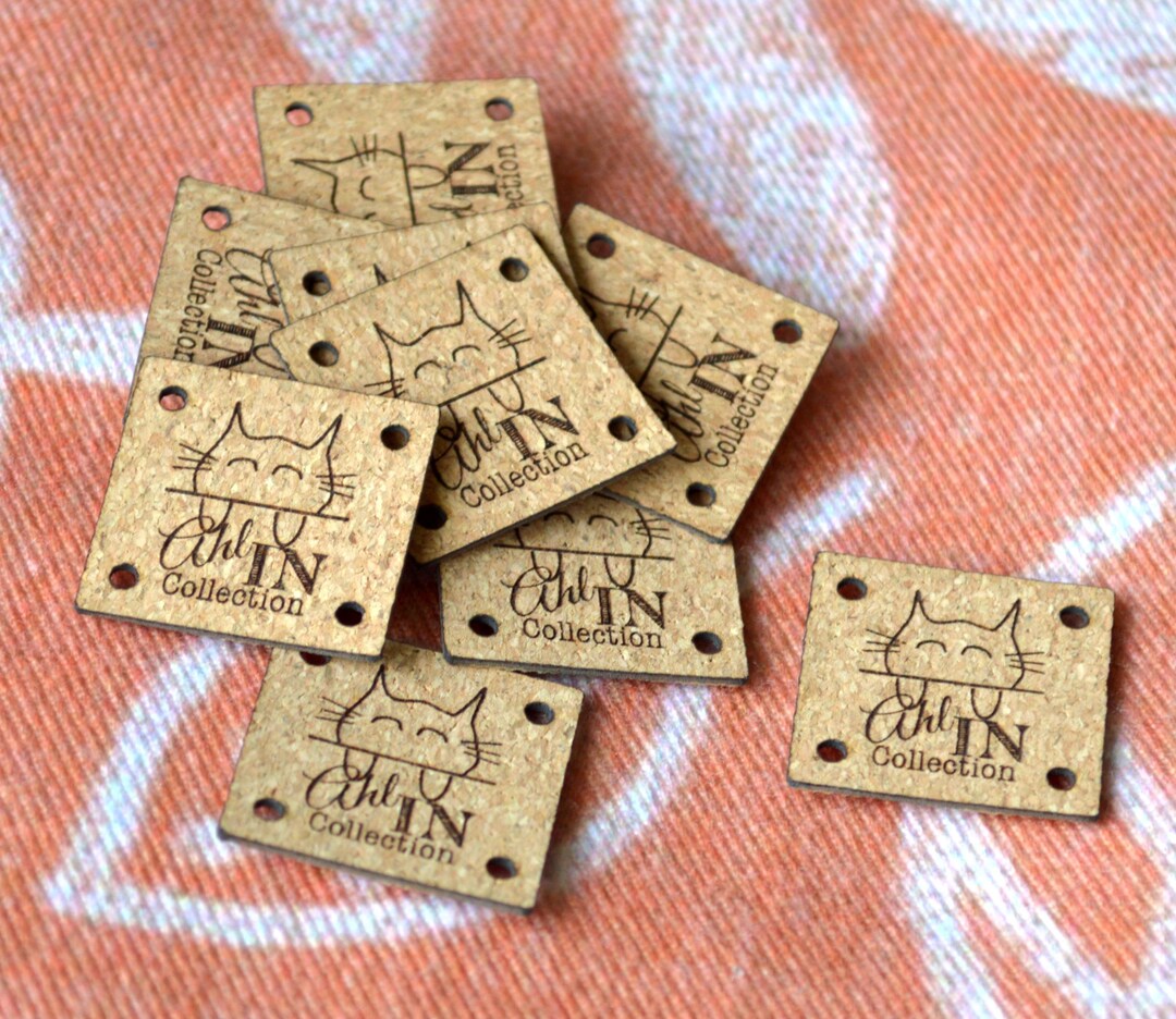 20 Laser Engraved Labels 1x1 Inches - Made From Cork Fabric - Cork ...
