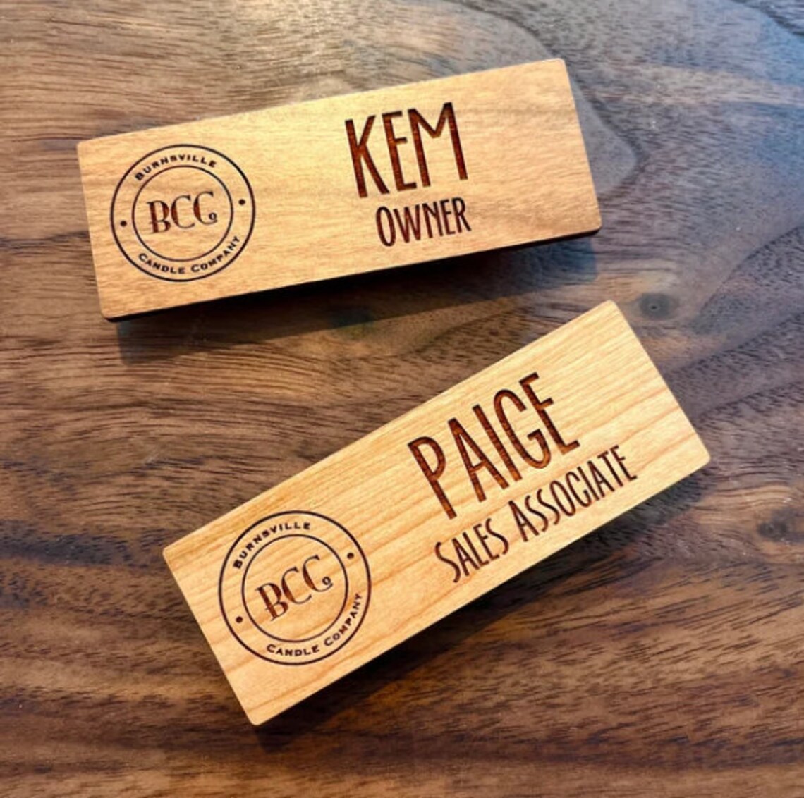 Wooden Name Tags - Laser Engraved , With Magnetic Holder - Etsy