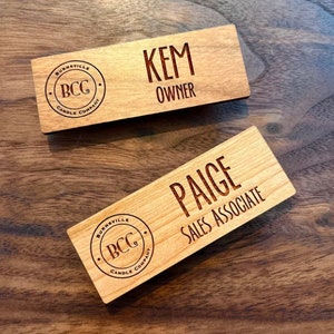Wooden Name Tags - Laser Engraved , With Magnetic Holder - Etsy