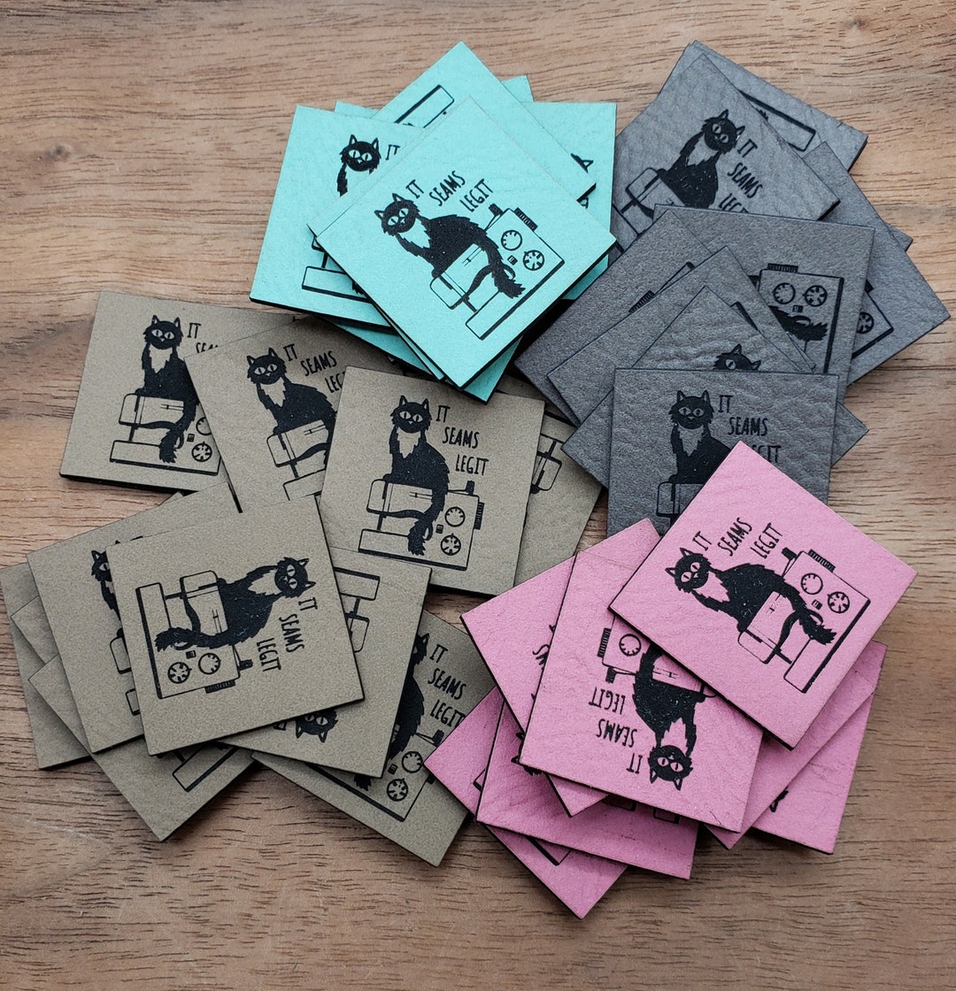 50 Custom Faux Leather Labels 1.25x1.25 Inches Without Holes ...