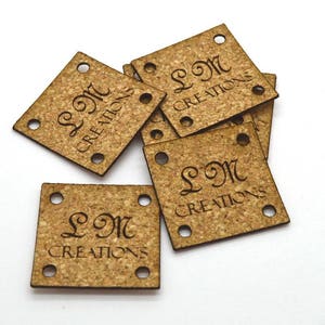 20 Laser Engraved Labels 1x1 Inches - Made From Cork Fabric - Cork ...