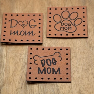 10 Laser Engraved Patches 2x2" - Made From Faux Leather - Dog Mom Patches - Etsy