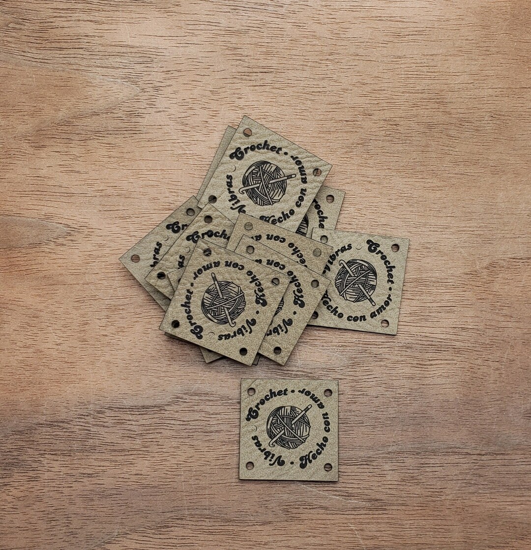 20 Custom Faux Leather Labels 1x1 Inches Personalized Labels, Custom ...