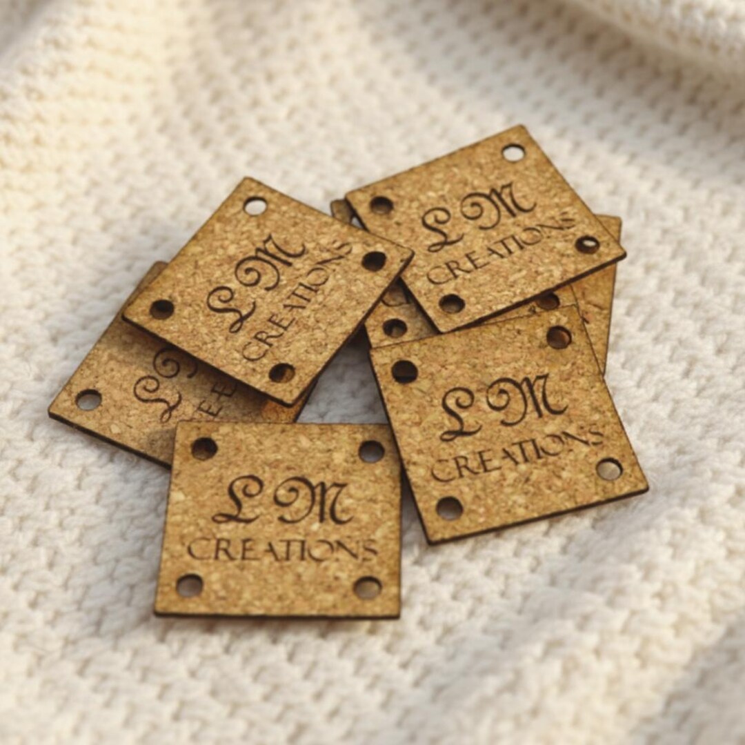 20 Laser Engraved Labels 1x1 Inches - Made From Cork Fabric - Cork ...