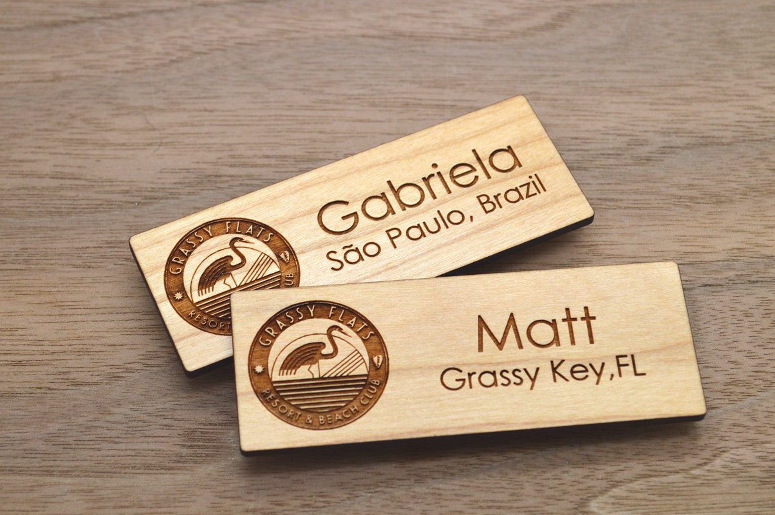 Wooden Name Tags Laser Engraved With Magnetic Holder - Etsy
