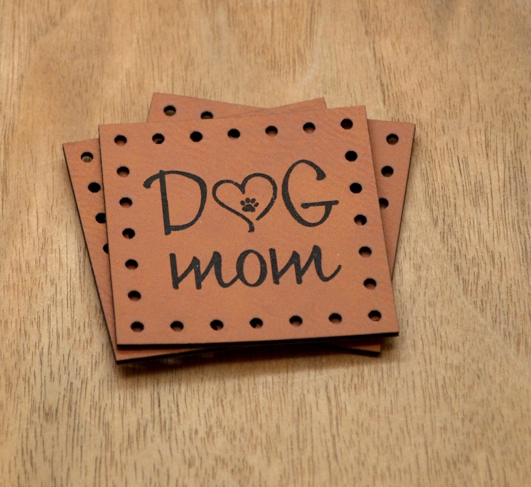 10 Laser Engraved Patches 2x2" - Made From Faux Leather - Dog Mom Patches - Etsy