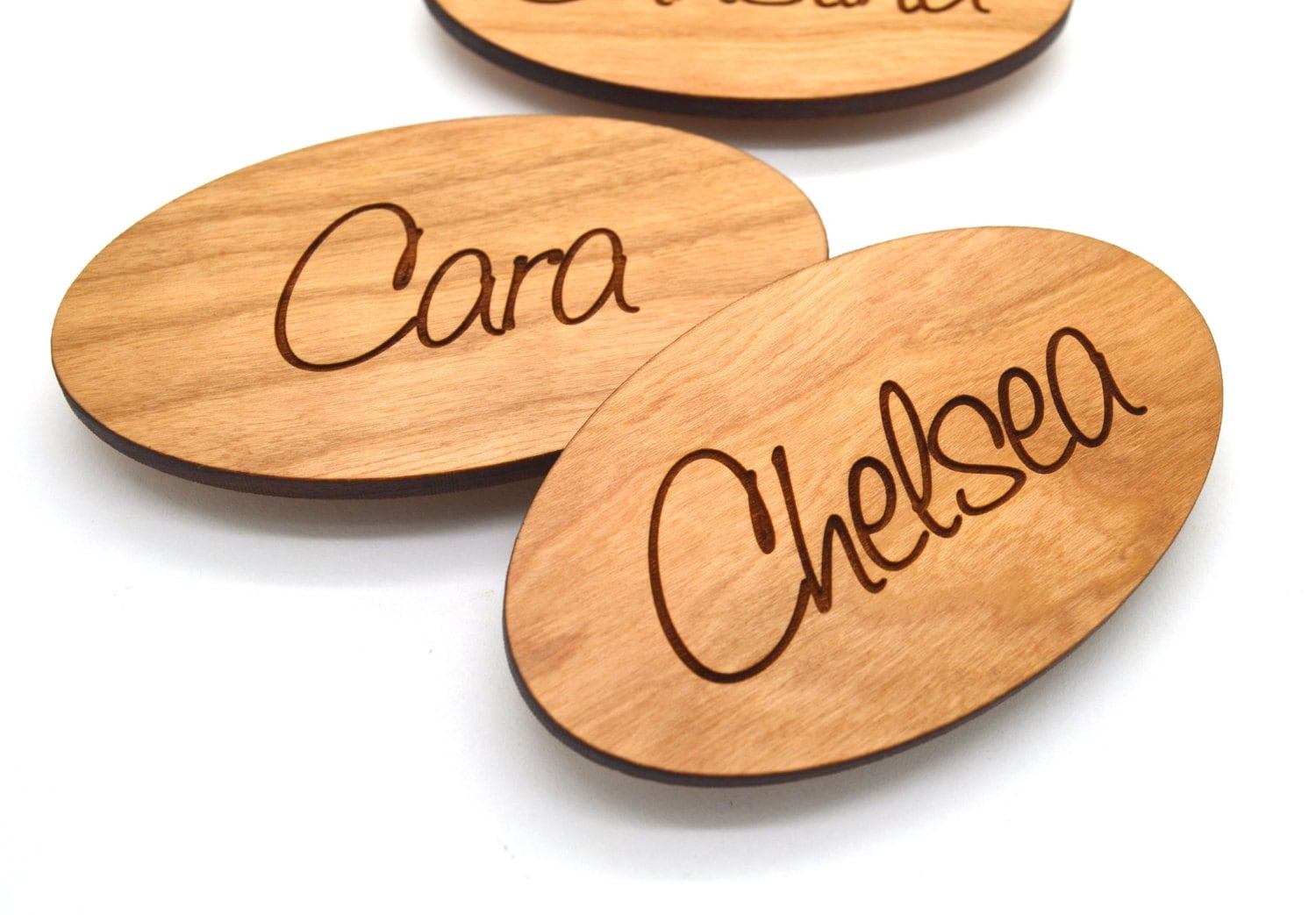 Oval Wooden Name Tags Laser Engraved With Magnetic Holder - Etsy Canada