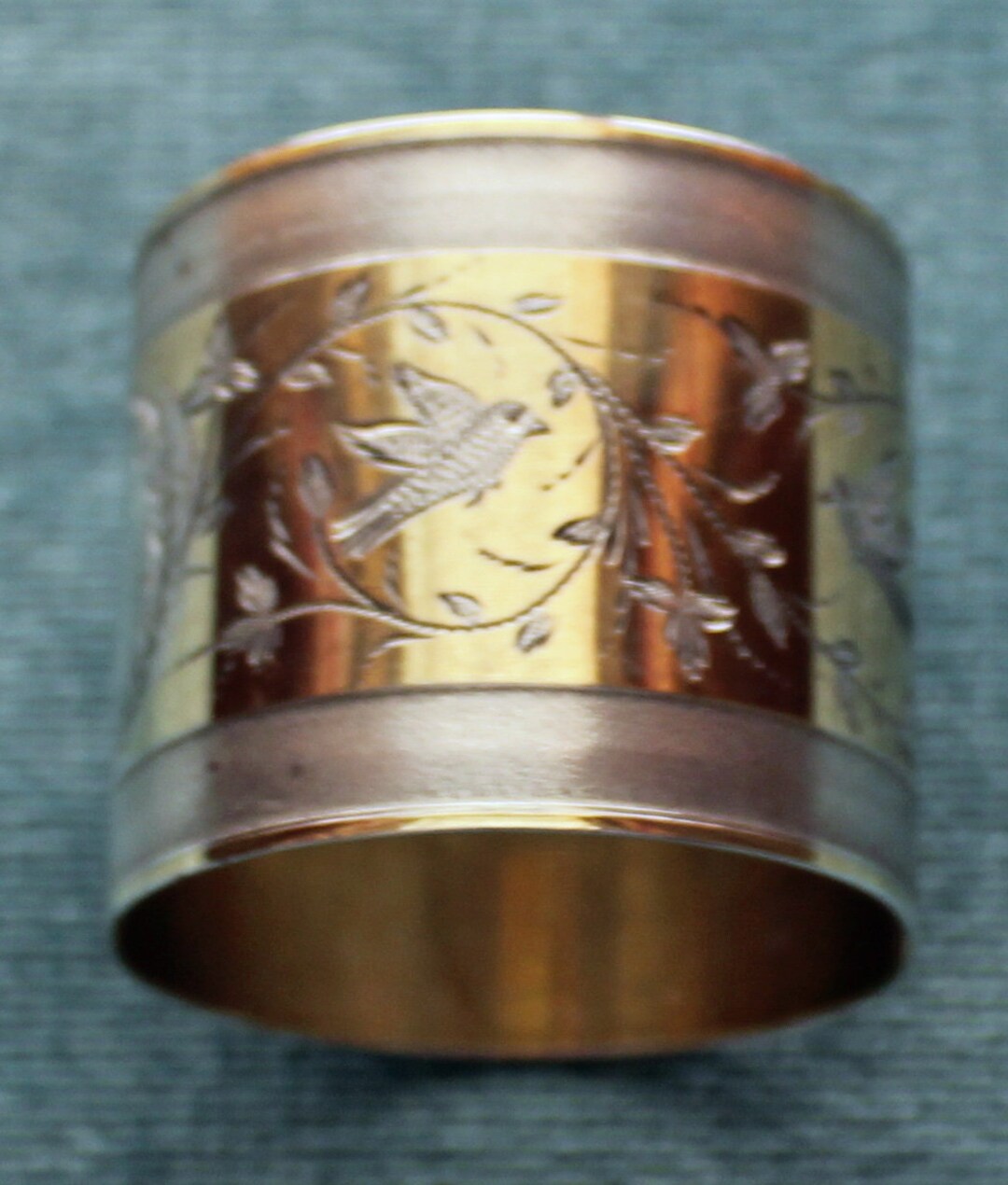 Antique Napkin Ring, American Coin Silver and Gilt. Birds and Branches ...