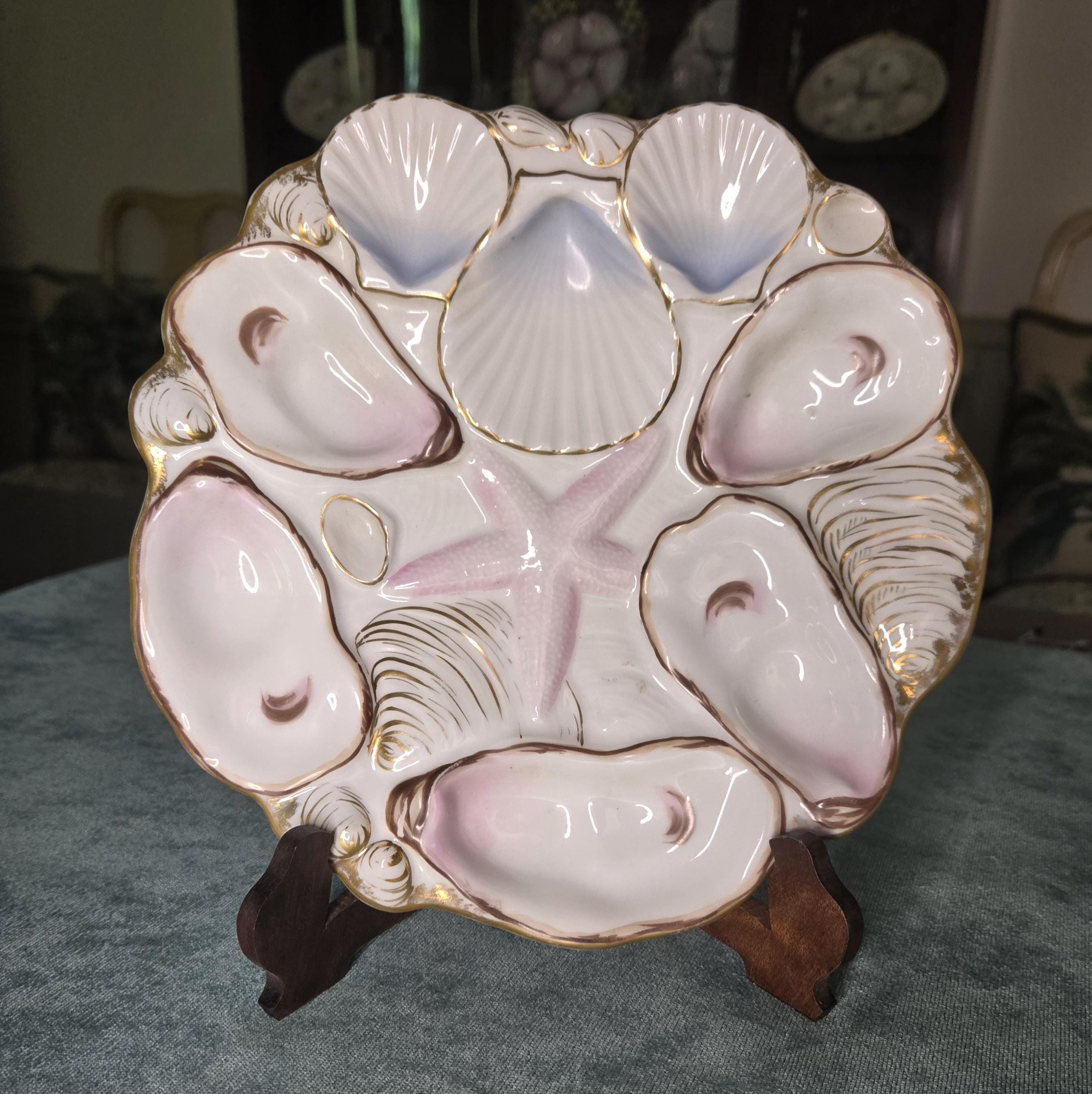 Antique Rare Oyster Plate, Starfish, Shells, Wilhelm & Graef - Etsy