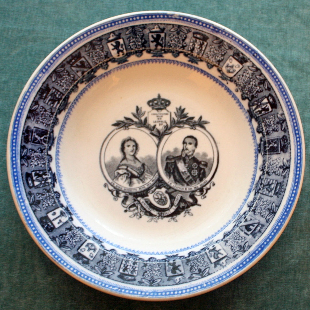 Boch Freres Antique Polychrome Transferware Bowl, King & Queen of ...