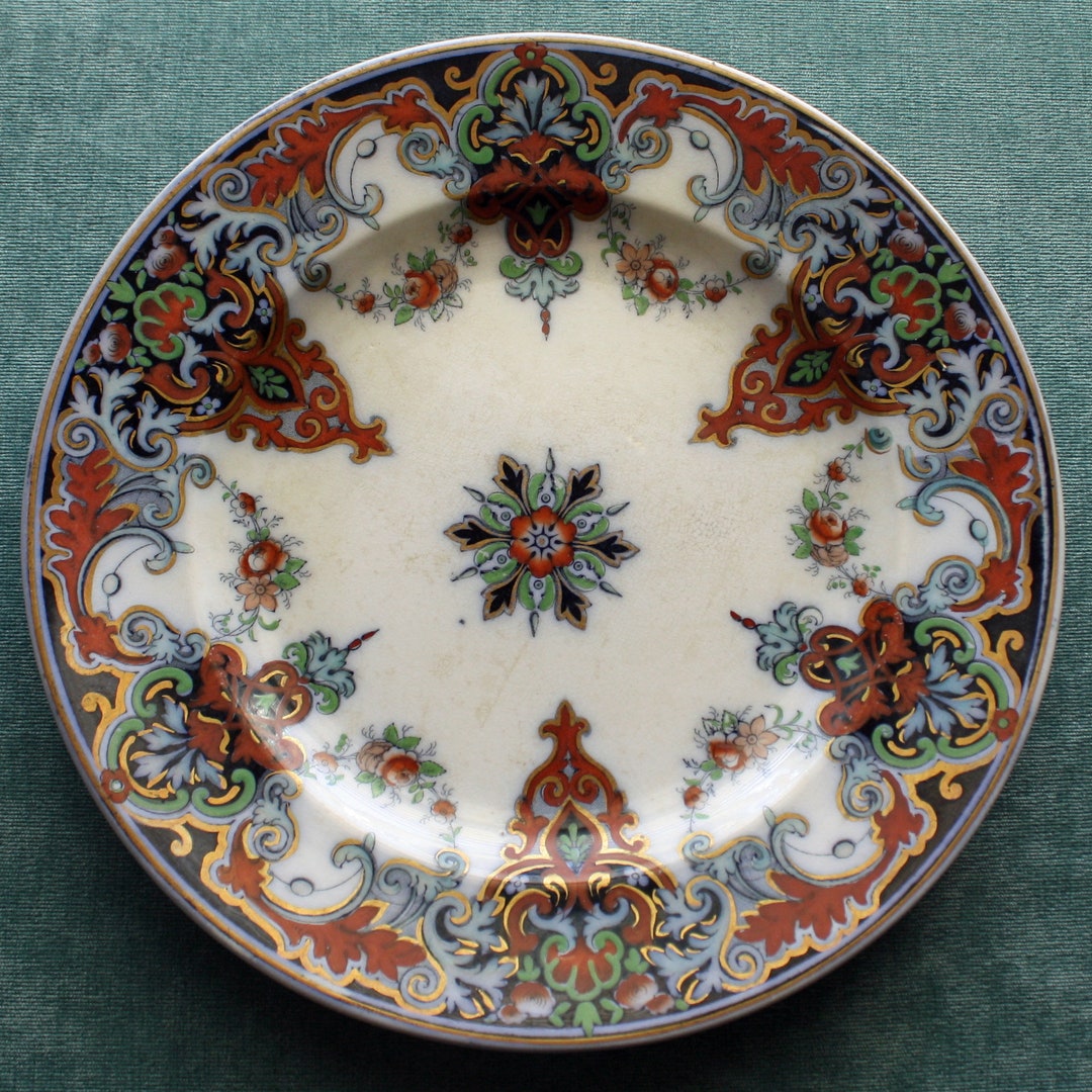 Antique English Ironstone Plate, Pattern "iberia", Rich Colors - Etsy