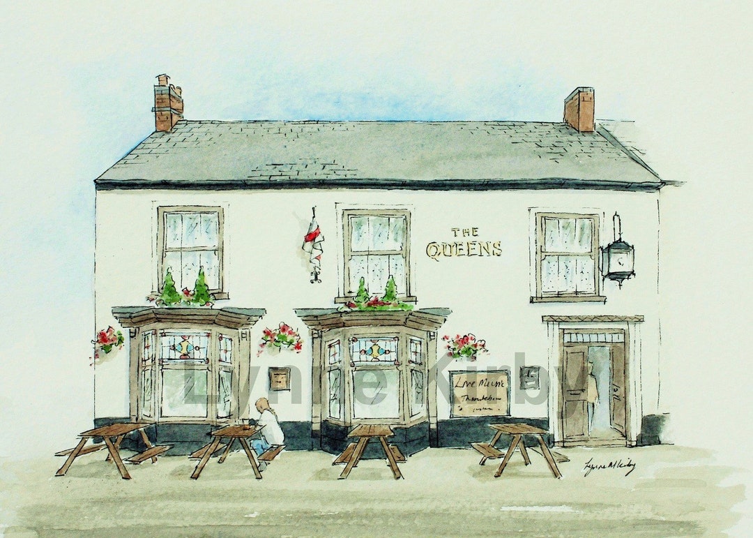 The Queens Pub Pelsall Mounted Art Print 10x8 by Lynne - Etsy UK
