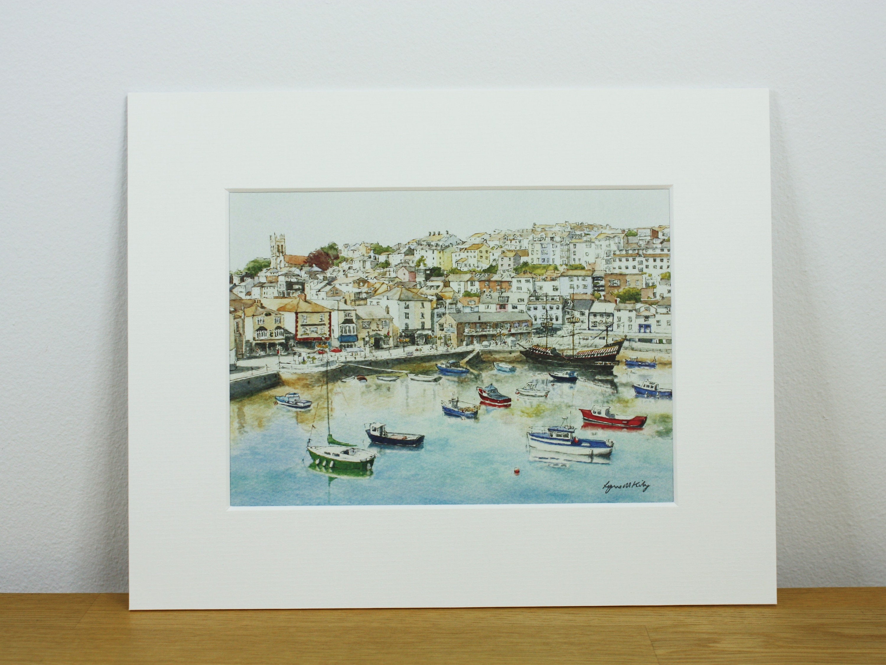 Brixham Harbour Devon Art Print Reproduced From My Watercolour - Etsy UK