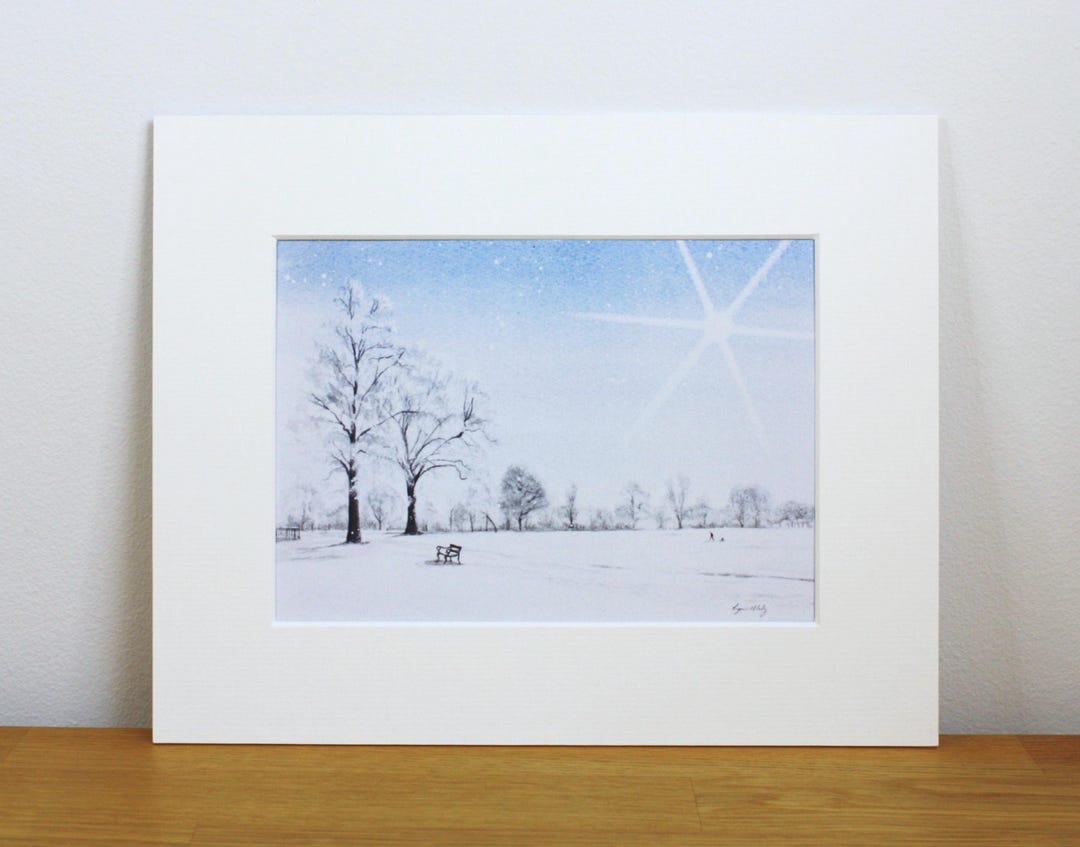Snow on Pelsall Common Mounted Art Print Reproduced From My Watercolour ...