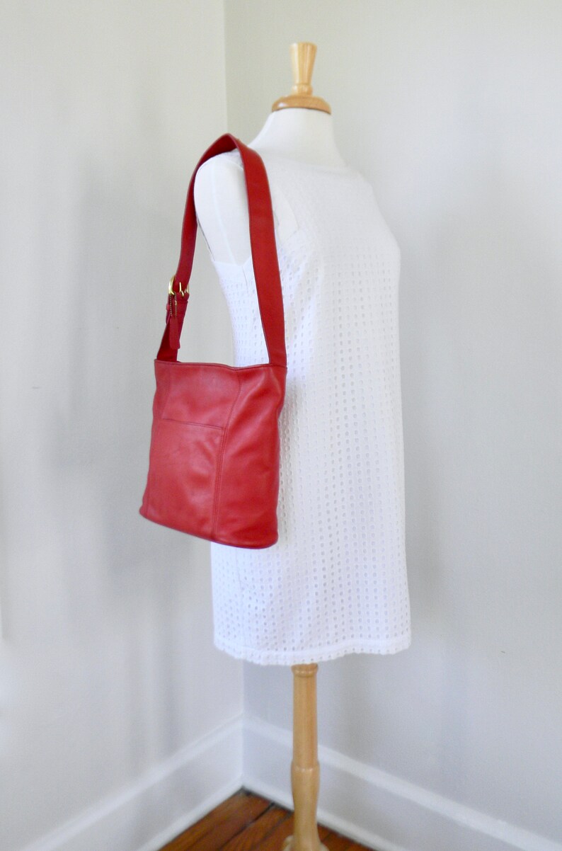 Vintage Coach Red Leather Erickson Bag Refurbished Red Coach - Etsy