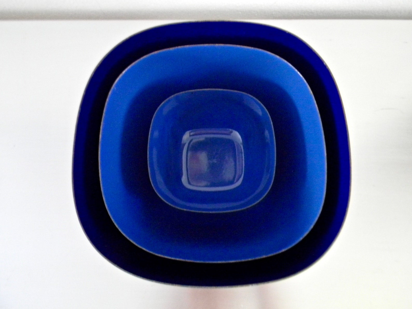 Vintage Deep Blue Square Cathrineholm Enamel Bowl Nesting Set - Etsy